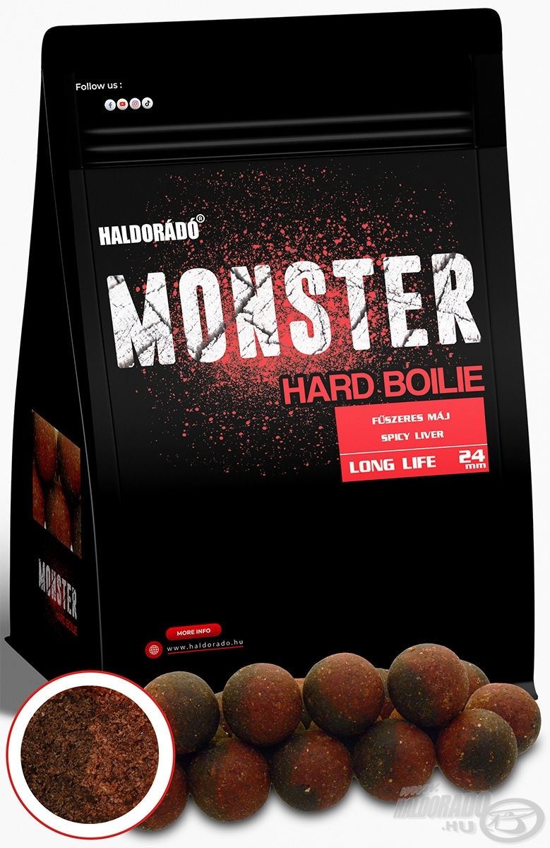 HALDORÁDÓ MONSTER Hard Boilie 24+ - Fűszeres Máj - Haldorádó horgász áruház