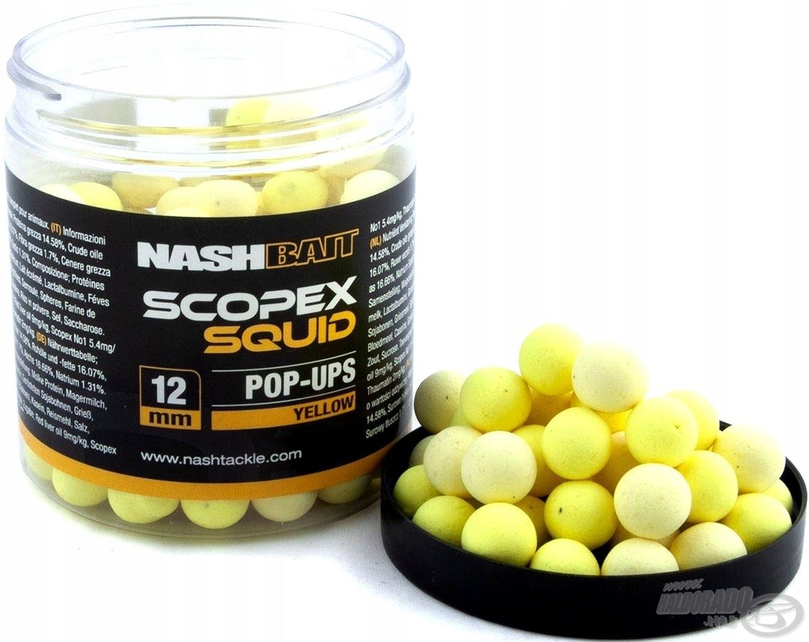 NASH Scopex Squid Pop Up Yellow 12 mm - Haldorádó horgász áruház